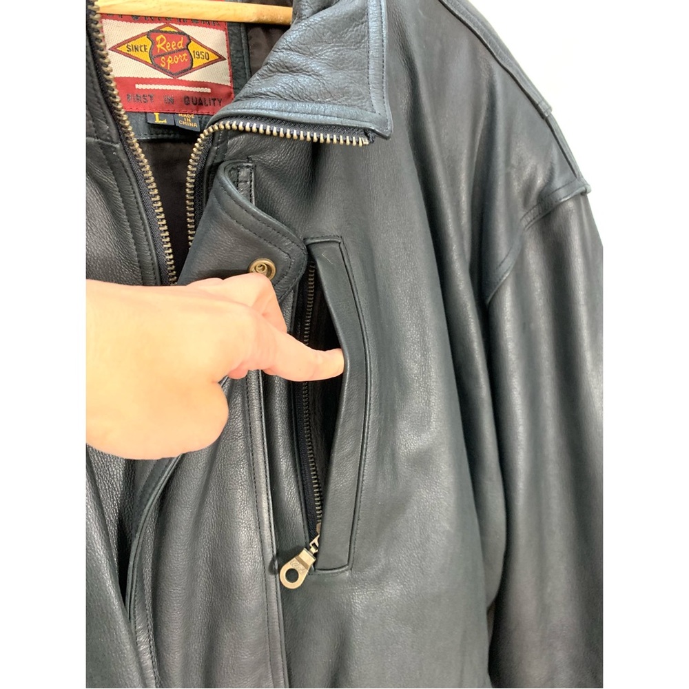 Reed Leather Sportswear Black Leather Coat - Gem